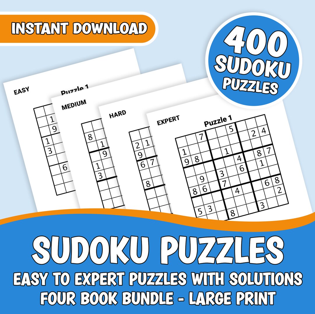 Sudoku Puzzles Large Print Version 400 Easy to Expert Sudoku Puzzles 4 ...