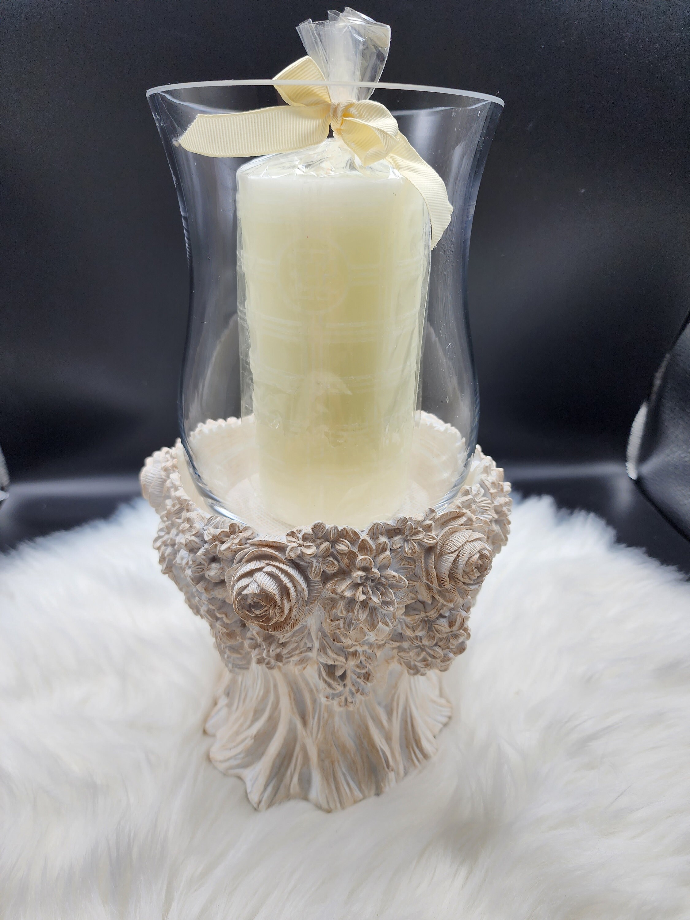 Homeworx by Harry Slatkin Floral Hurricane W/ Pillar Candle - Etsy