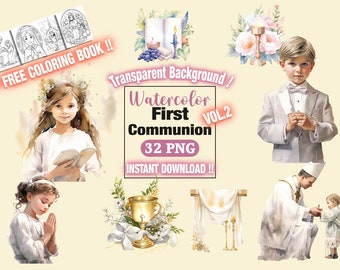 First Communion PNG Clipart Watercolor First Communion First Communion ...