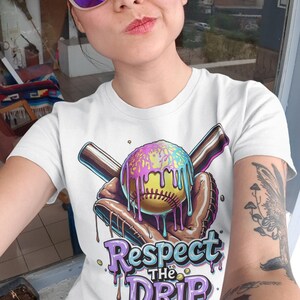 Dripping Softball Sports Drip Drippy Ice Cream Png|pink Purple Teal ...