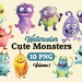 Cute Watercolor Rainbow Monsters, Cute Monster Clipart,cute Clipart ...