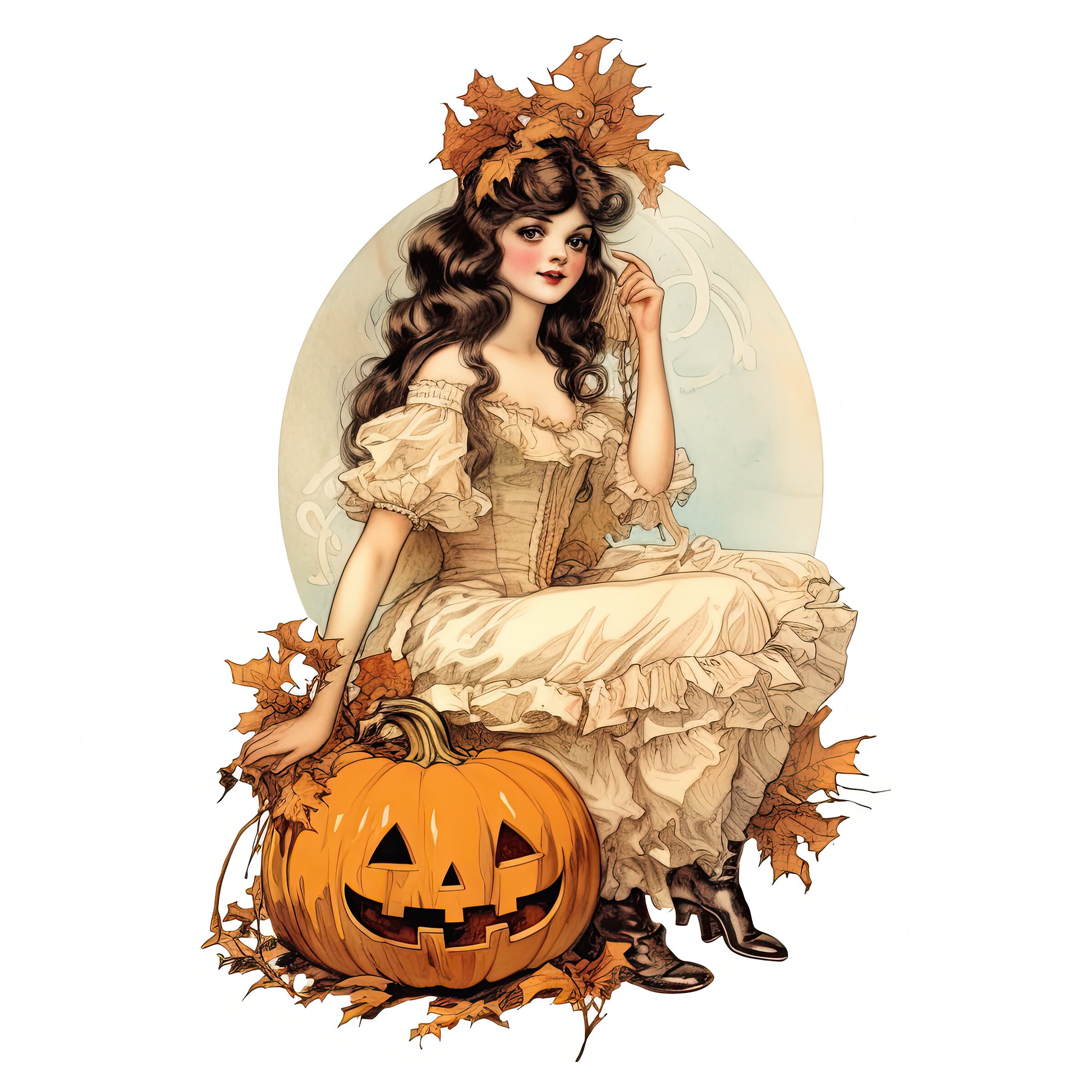 Vintage Little Witch Clipart Bundle, Black Cat, Little Girl, Pumpkin ...