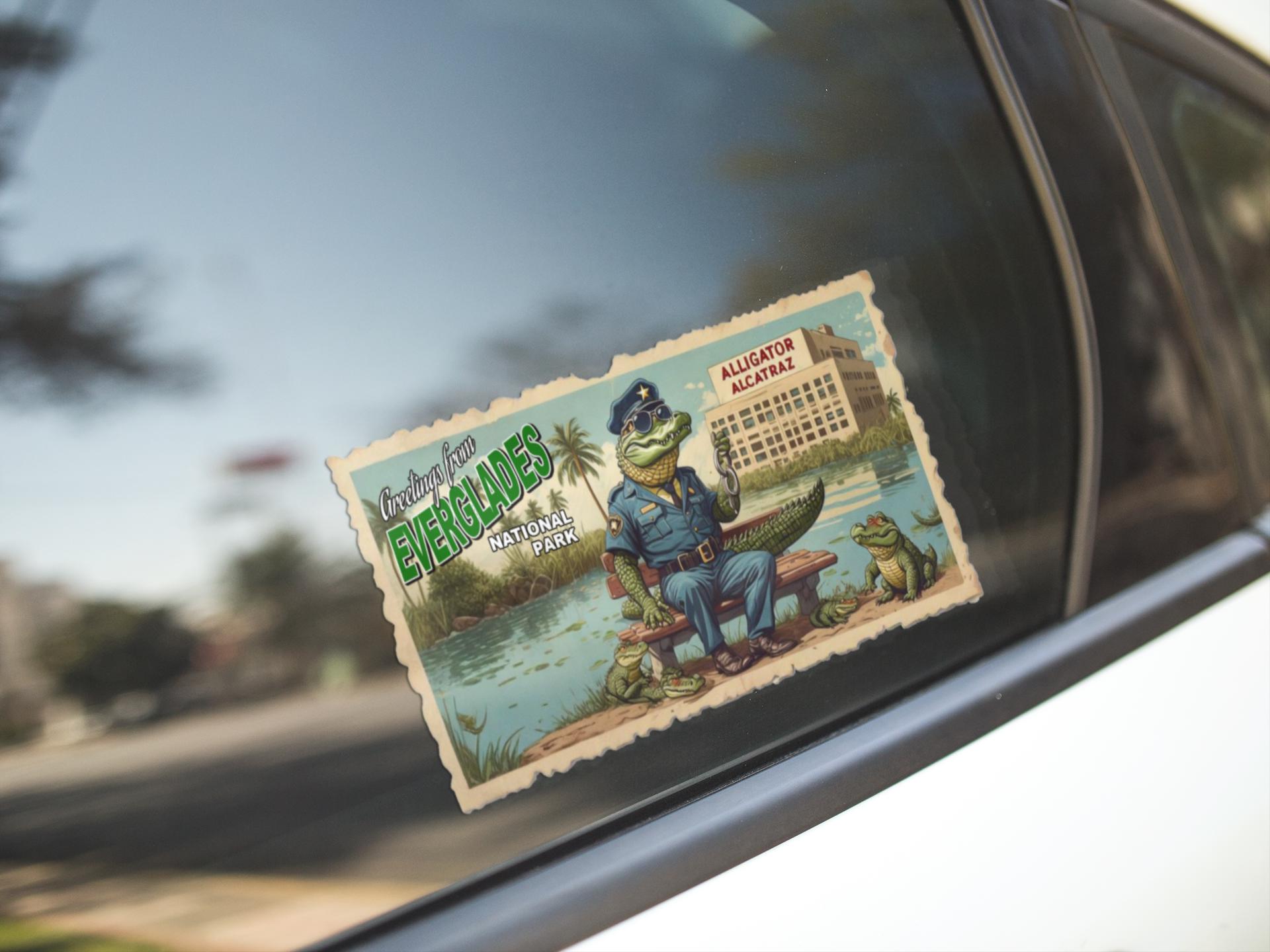 Alligator Alcatraz PNG, Car Bumper Sticker, Everglades Florida Parody ...