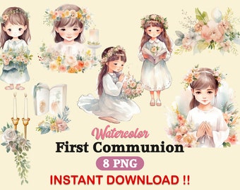 First Communion PNG Clipart Watercolor First Communion First Communion ...