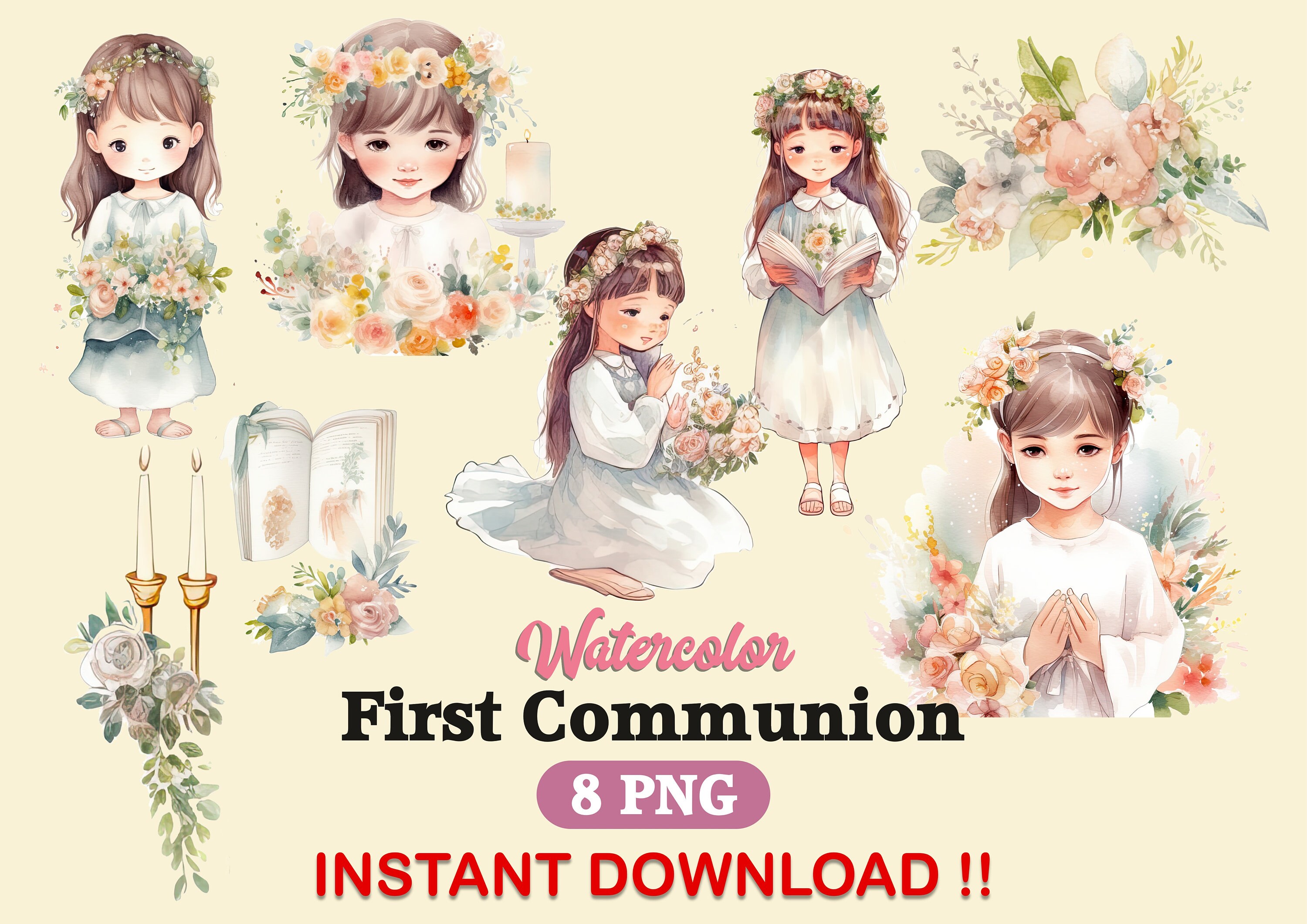 First Communion PNG Clipart Watercolor First Communion - Etsy