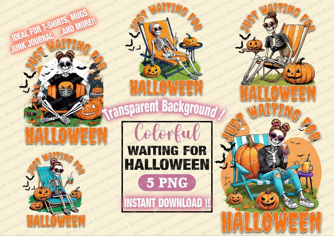 Just Waiting for Halloween PNG, Funny Halloween Png, Spooky Summer ...