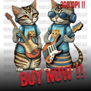 Cool Cats Band Color Splash Cat Music Printable Graphic Clipart Cat Art ...