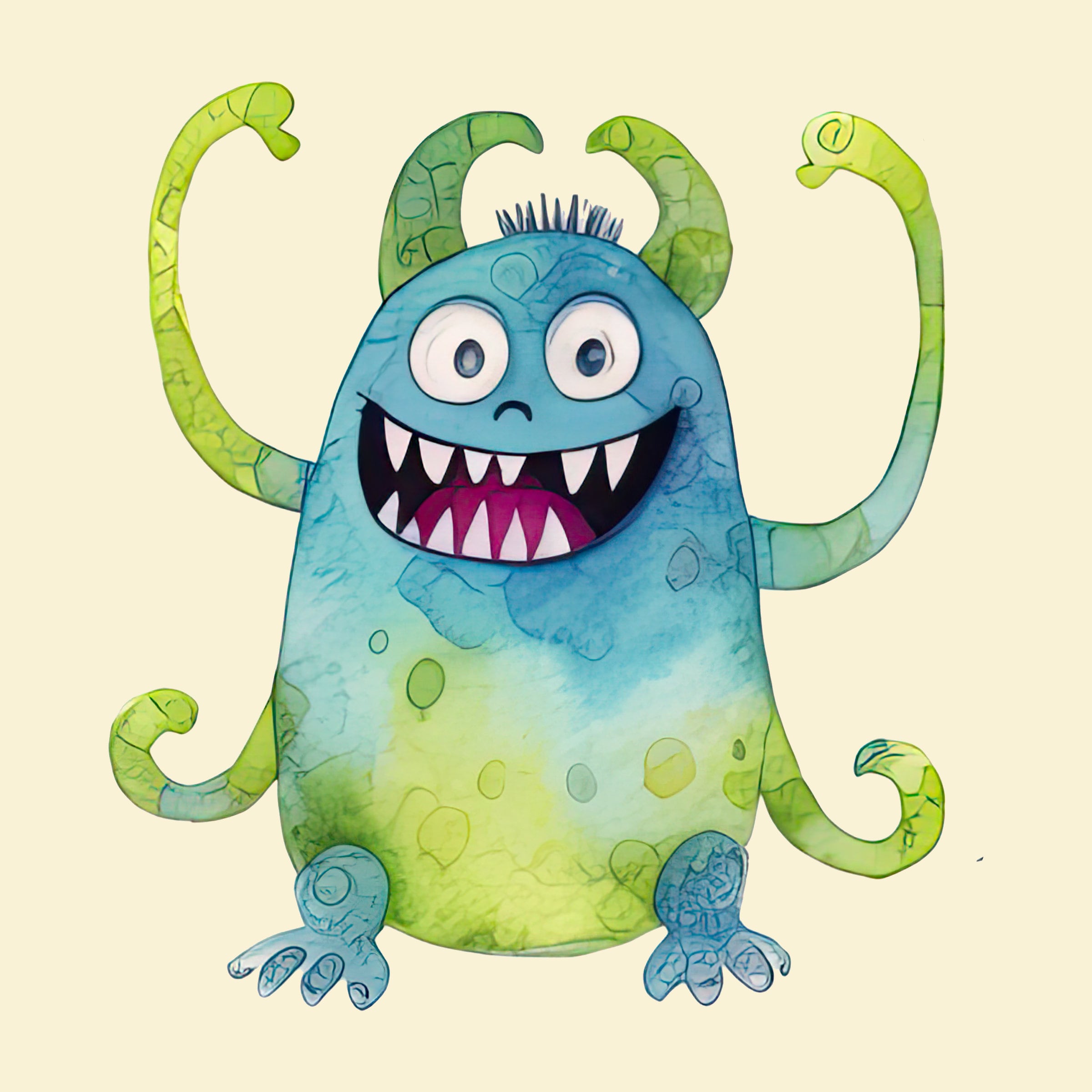 Cute Watercolor Rainbow Monsters, Cute Monster Clipart,cute Clipart ...