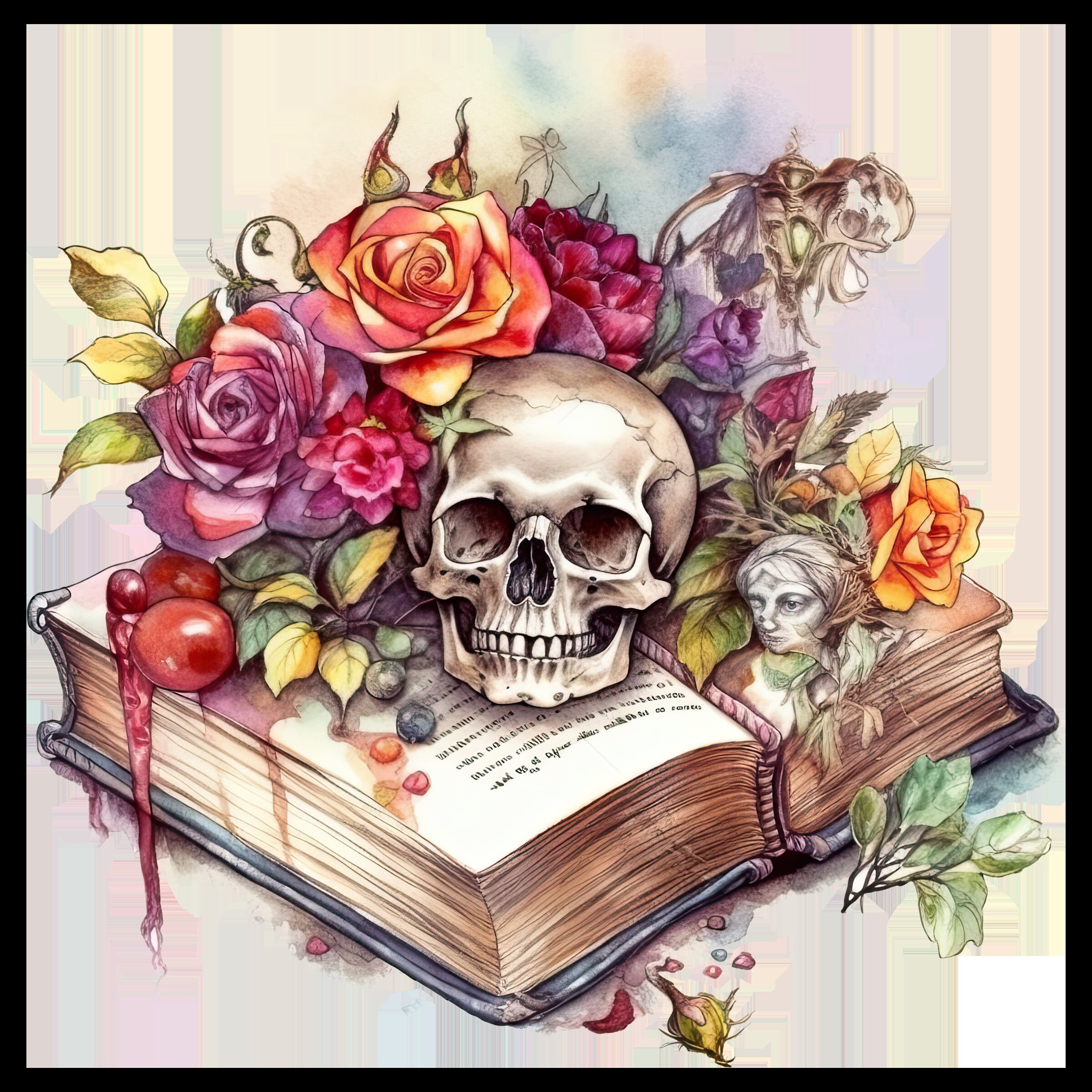 Watercolor Gothic Fantasy Books Clipart Open Book Clip Art - Etsy