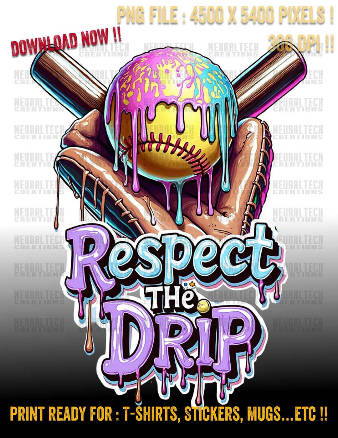 Dripping Softball Sports Drip Drippy Ice Cream Png|pink Purple Teal ...