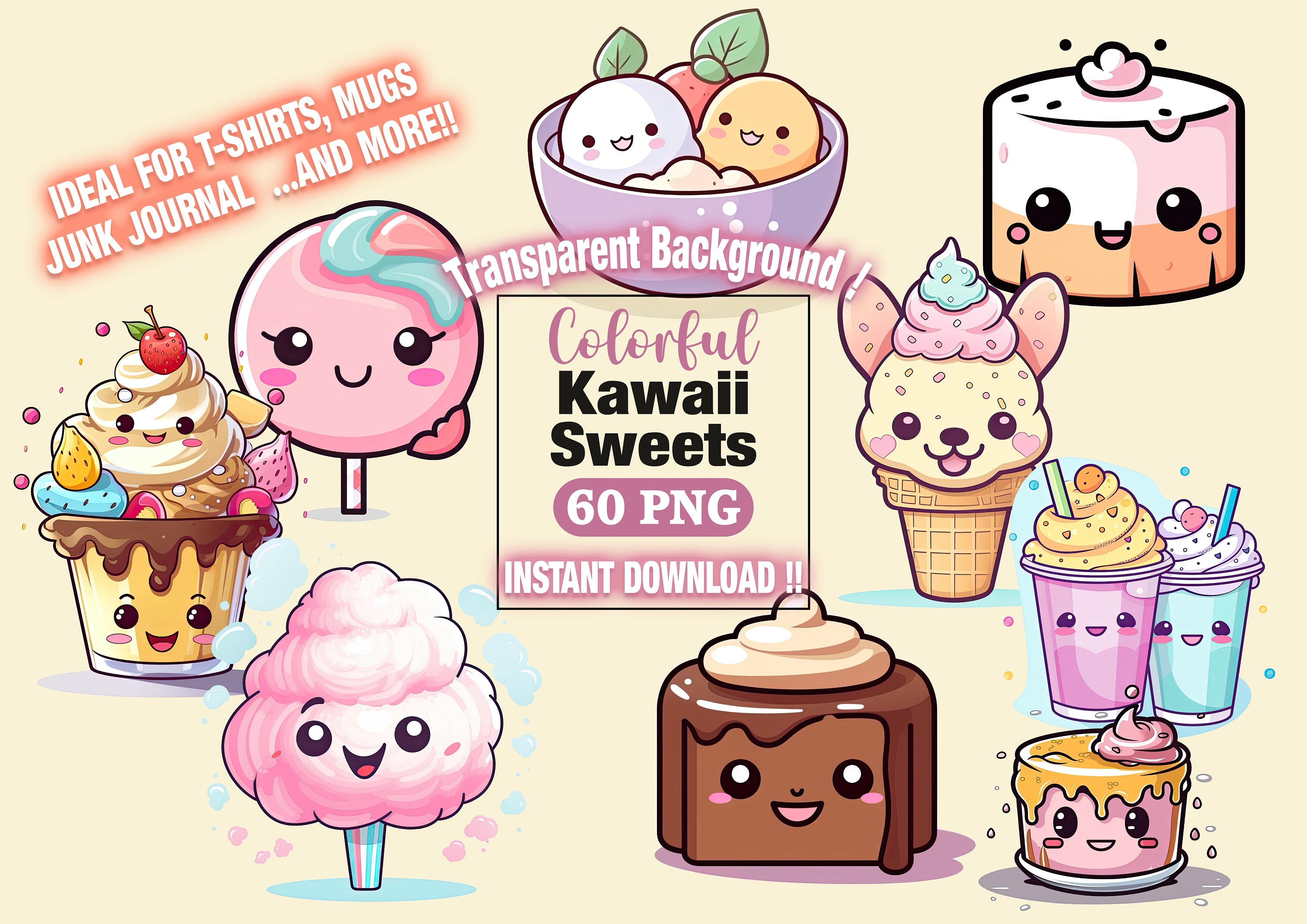 Kawaii Sweet Food Clipart | Cute Sweet Treats Clipart | Cute Graphics ...