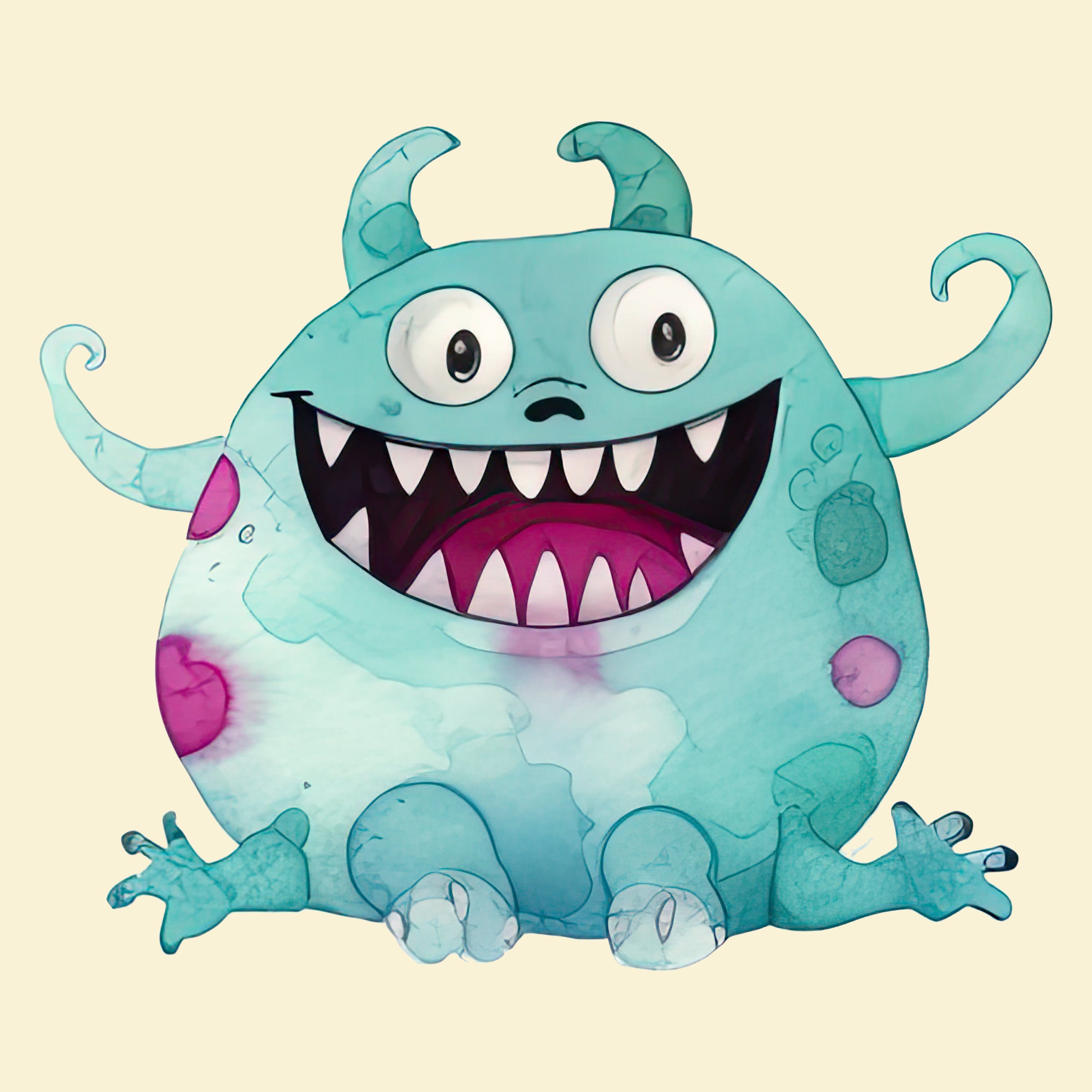 Cute Watercolor Rainbow Monsters, Cute Monster Clipart,cute Clipart ...