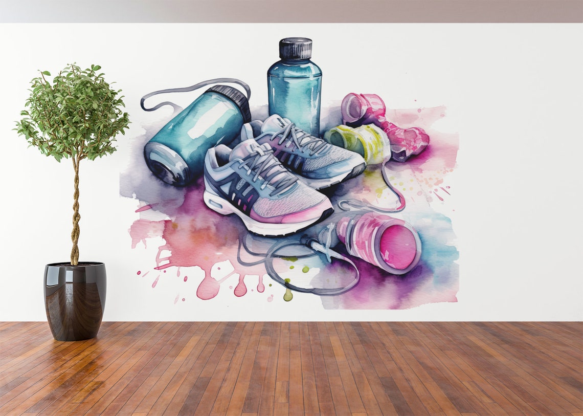 Crossfit Gym Clipart Watercolor Png Gym Png Instant Download Fitness ...