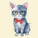 Cats With Glasses Png Watercolor Cats Funny Cats Clipart - Etsy