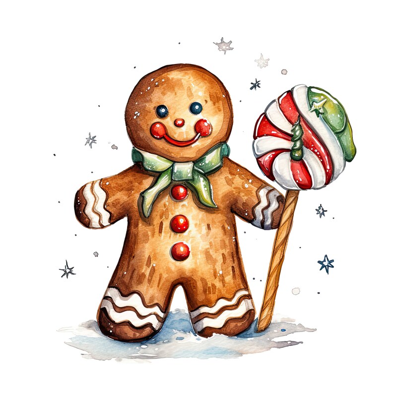 Cute Watercolor Gingerbread Clipart Bundle Holiday Winter Crafts ...