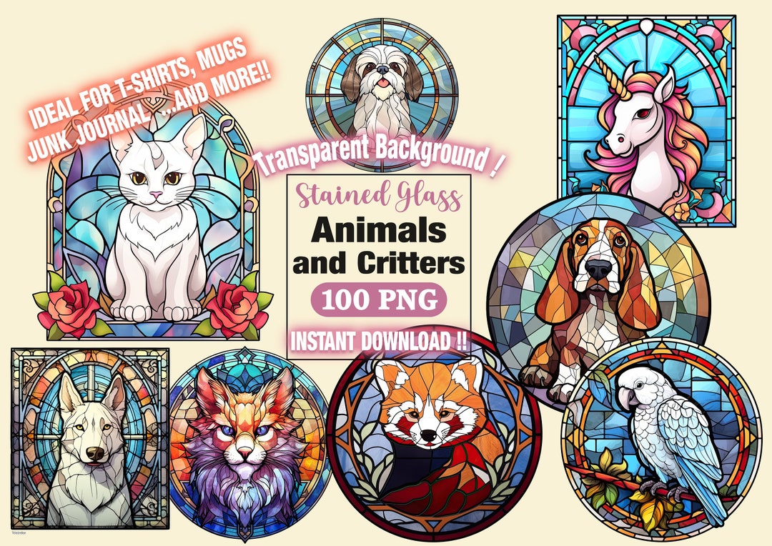 Stained Glass Animal Critters Bundle - Stain Glass Windows Transparent ...