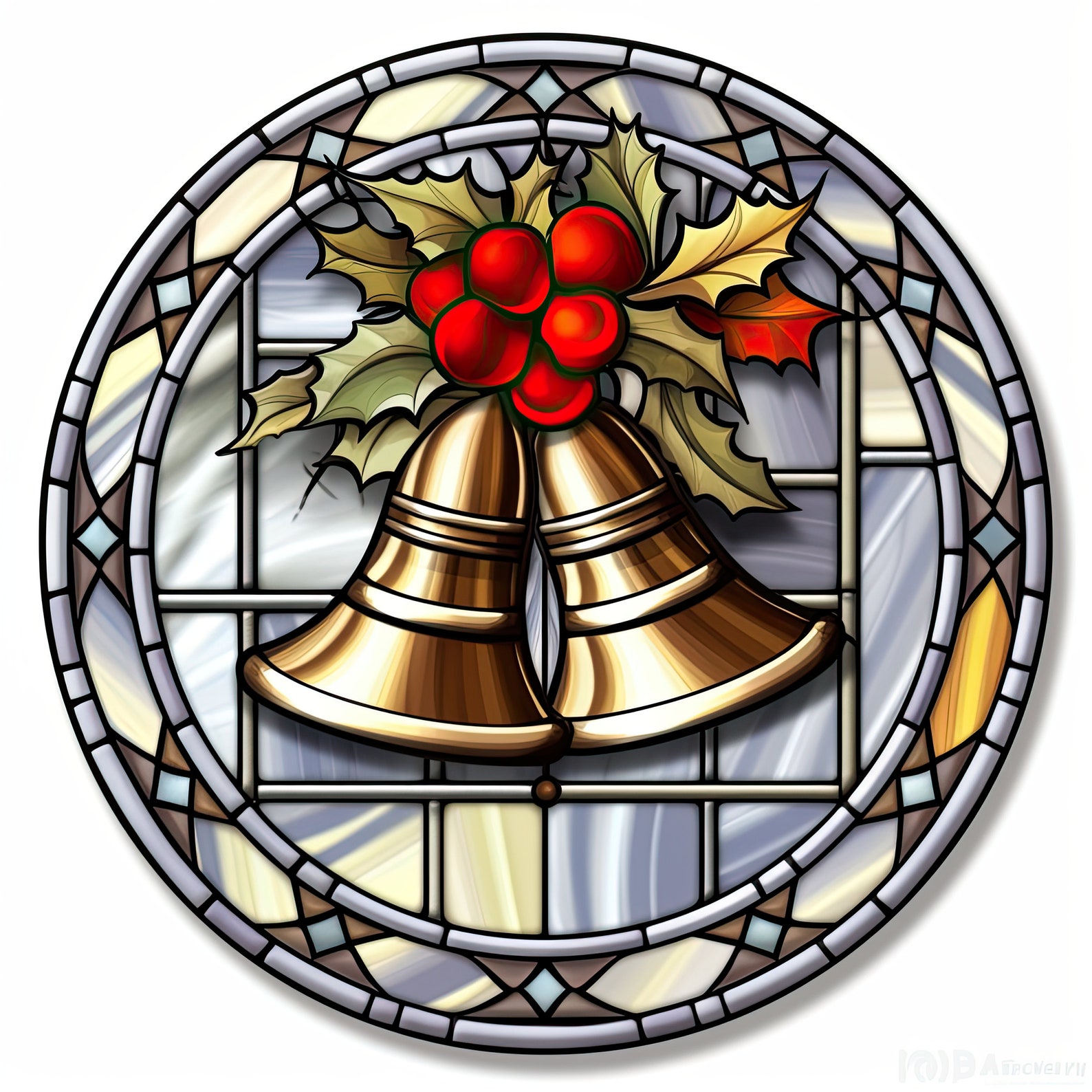 Christmas Stained Glass Digital Stickers, Festive Clipart for Christmas ...
