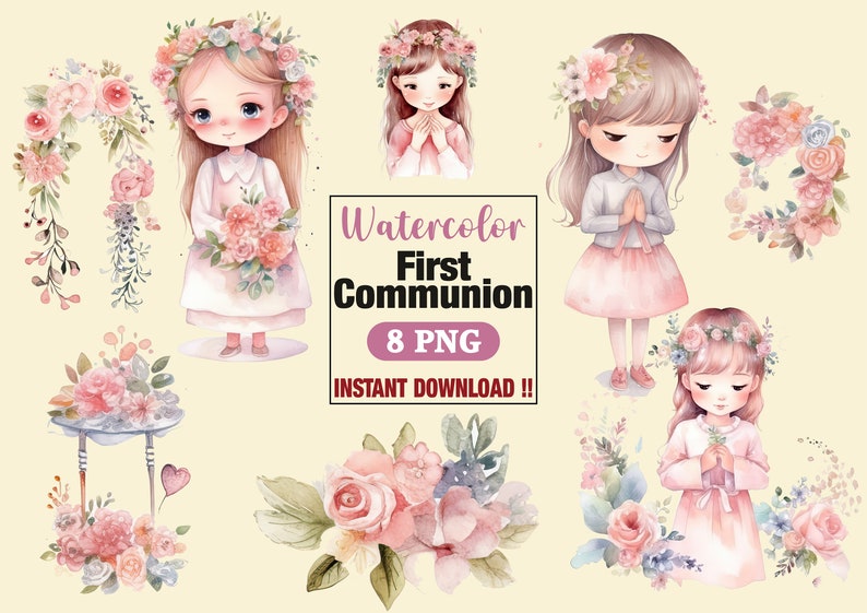 First Communion PNG Clipart | Watercolor First Communion | First ...