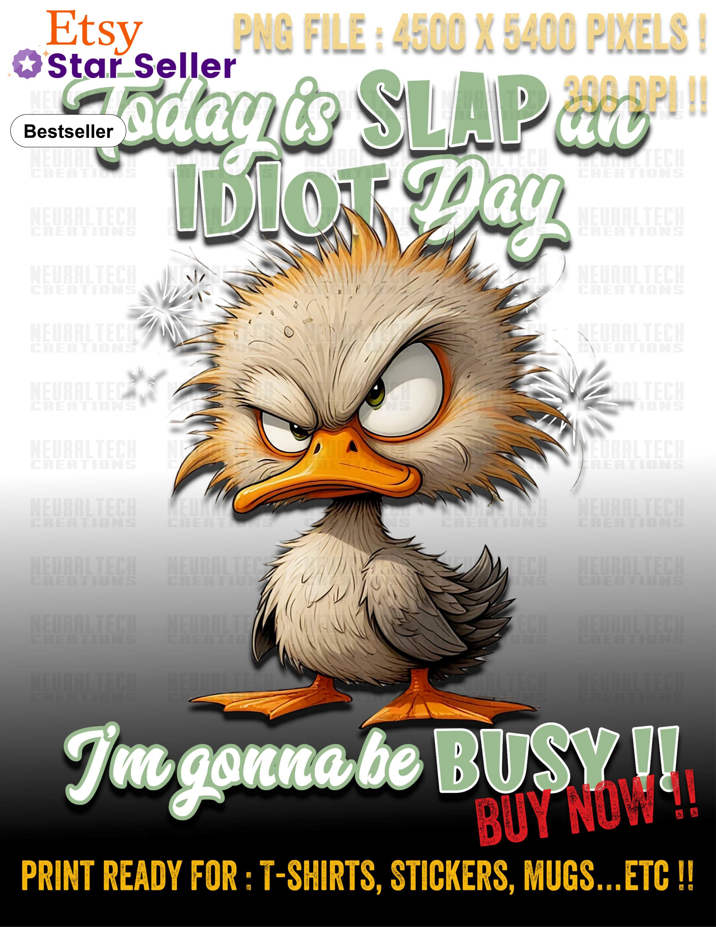 Today is Slap an Idiot Day PNG, Sublimation Design, Angry Duck, Funny ...