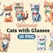 Cats With Glasses Png Watercolor Cats Funny Cats Clipart - Etsy