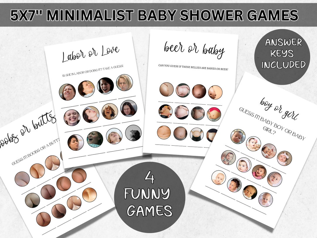 FUNNY Baby Shower GAMES Minimalist Game Bundle Baby Shower - Etsy