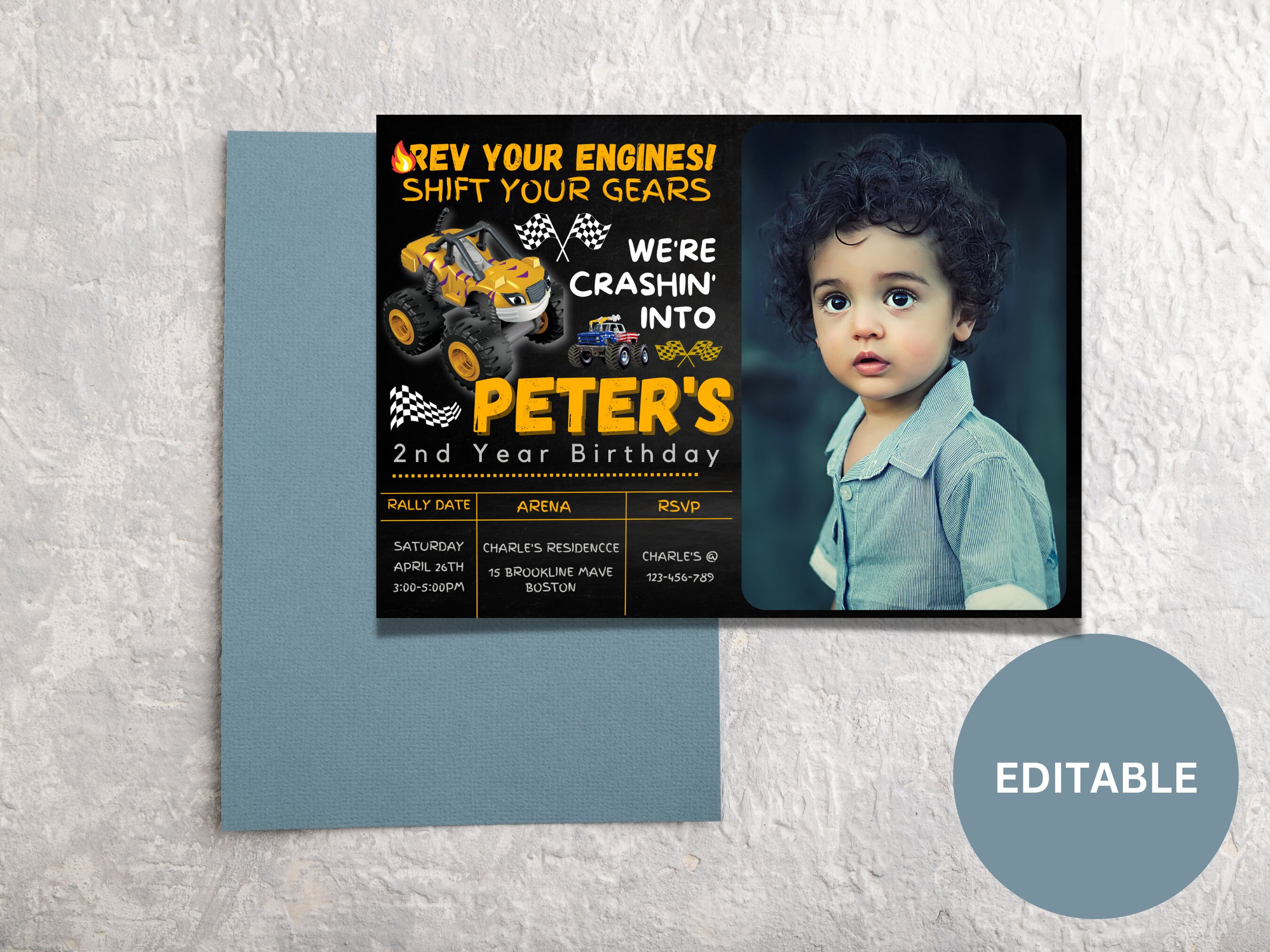 Truck Rally Editable Birthday Invitation Party Invitation digital ...