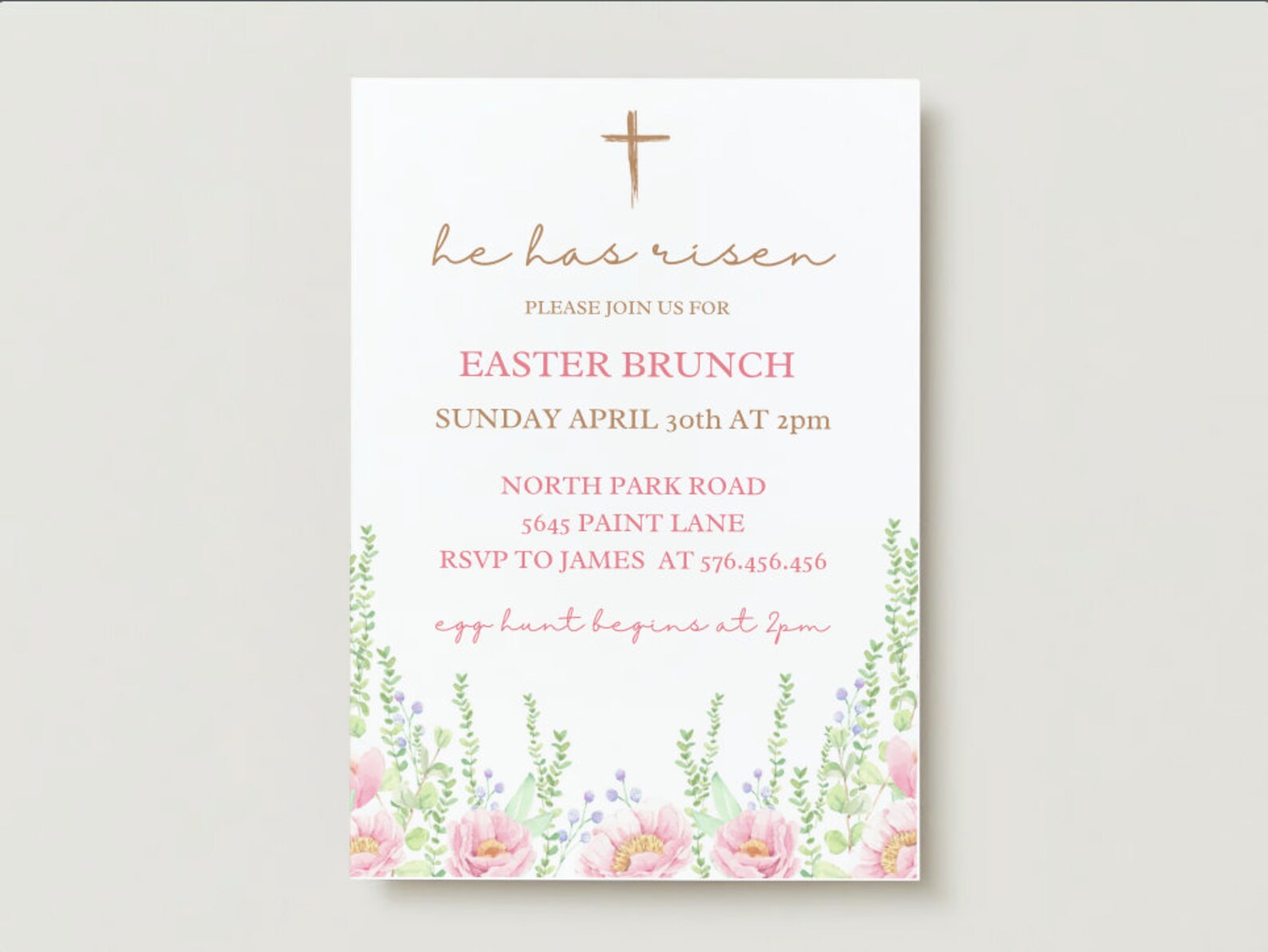 Christian Easter Invitation Easter Brunch Invitation Easter He Has ...