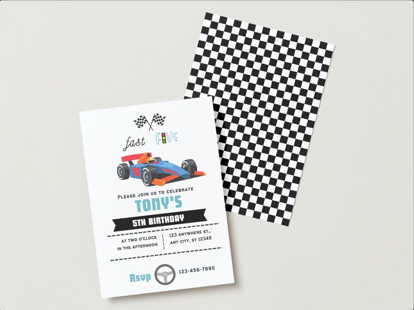 Editable Electronic Fast FIVE Birthday Invitation Race Car Birthday ...