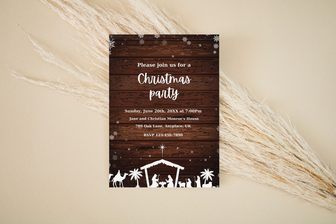 Christian Christmas Nativity Invitation, Religious Invite, Editable ...