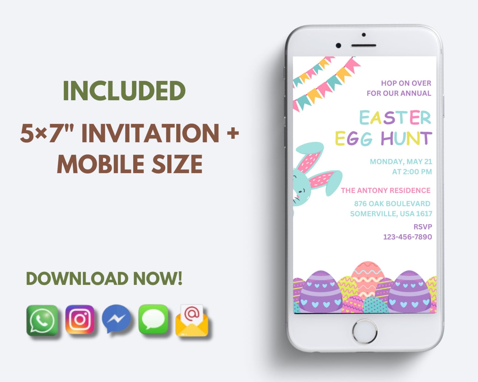 Easter Egg Hunt Invitation Printable , Editable Easter Celebration ...