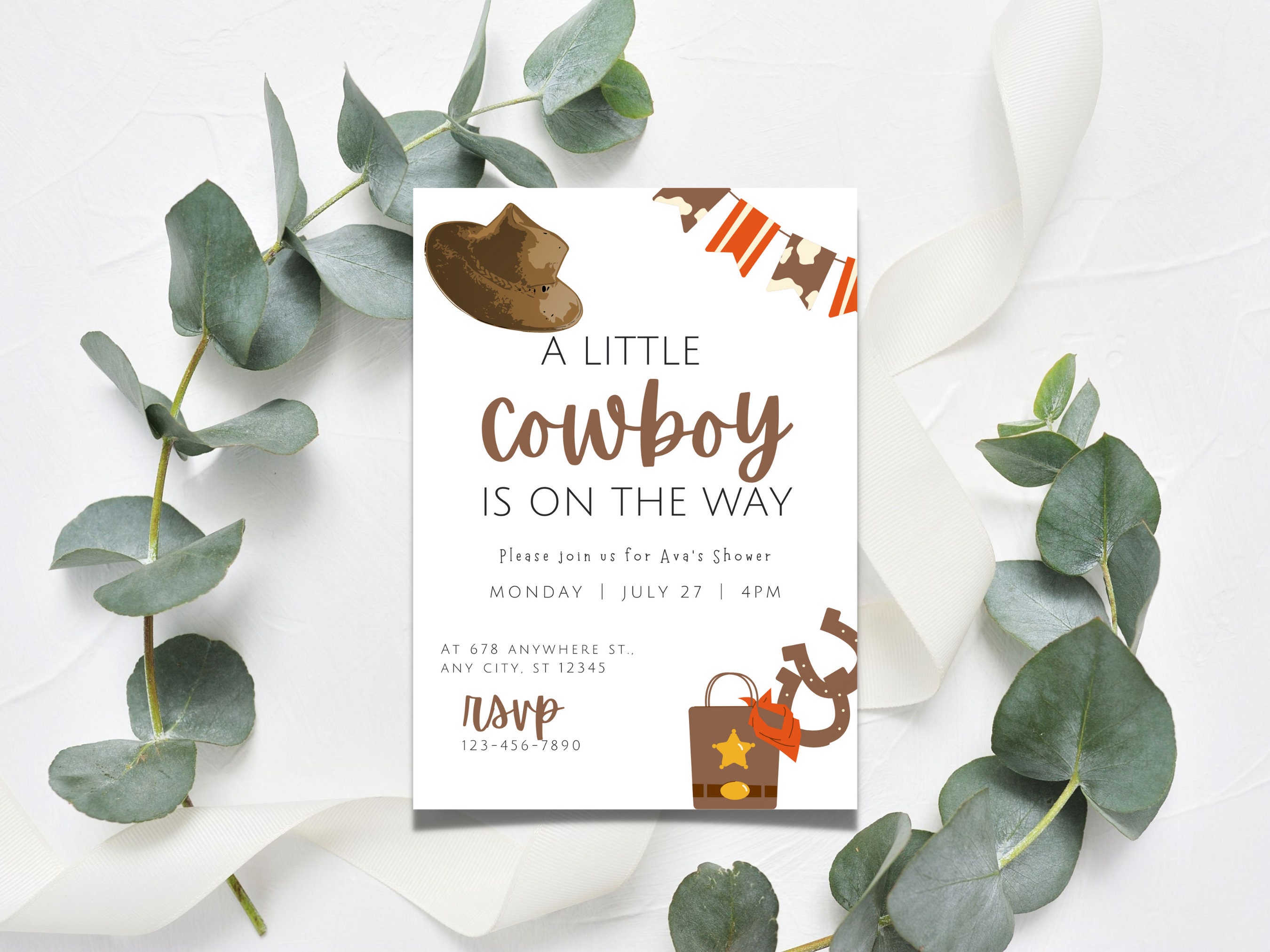 Cowboy Invitation, Wild West Birthday Invitation, Cowboy Printable ...