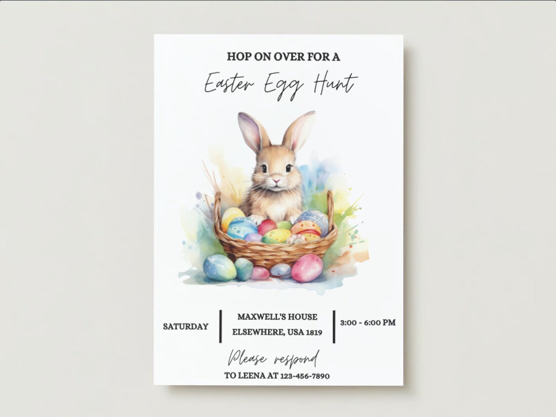Easter Egg Hunt Invitation Printable , Editable Easter Celebration ...