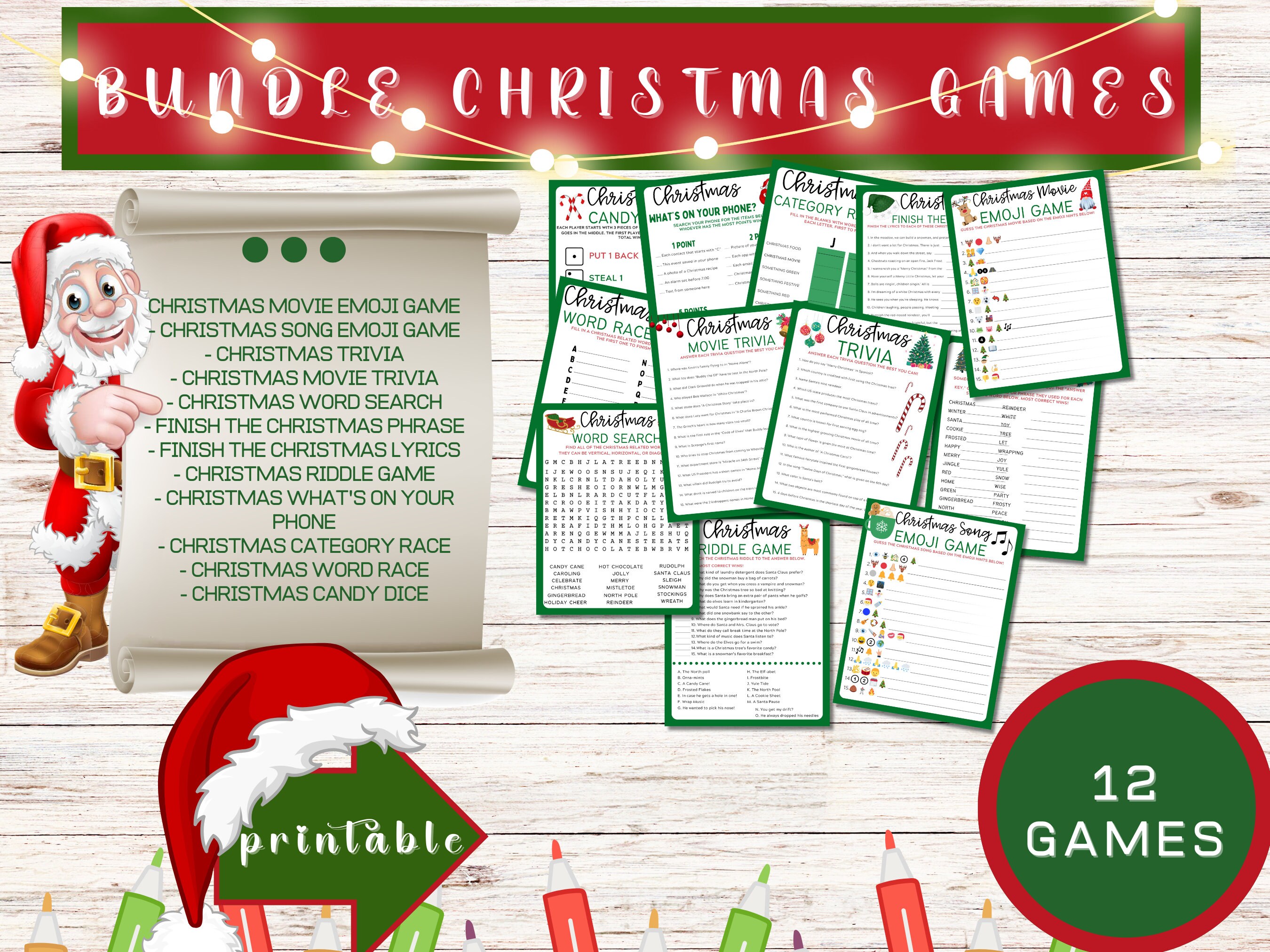 Printable Christmas Game Bundle | Christmas Family Games | Christmas ...