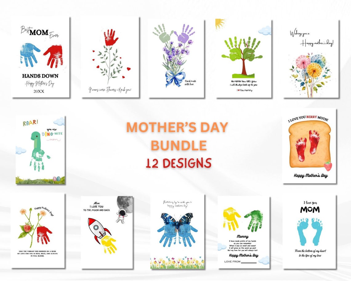 BUNDLE Handprint Craft Art, Printable Mothers Day, for Mom or Grandma ...