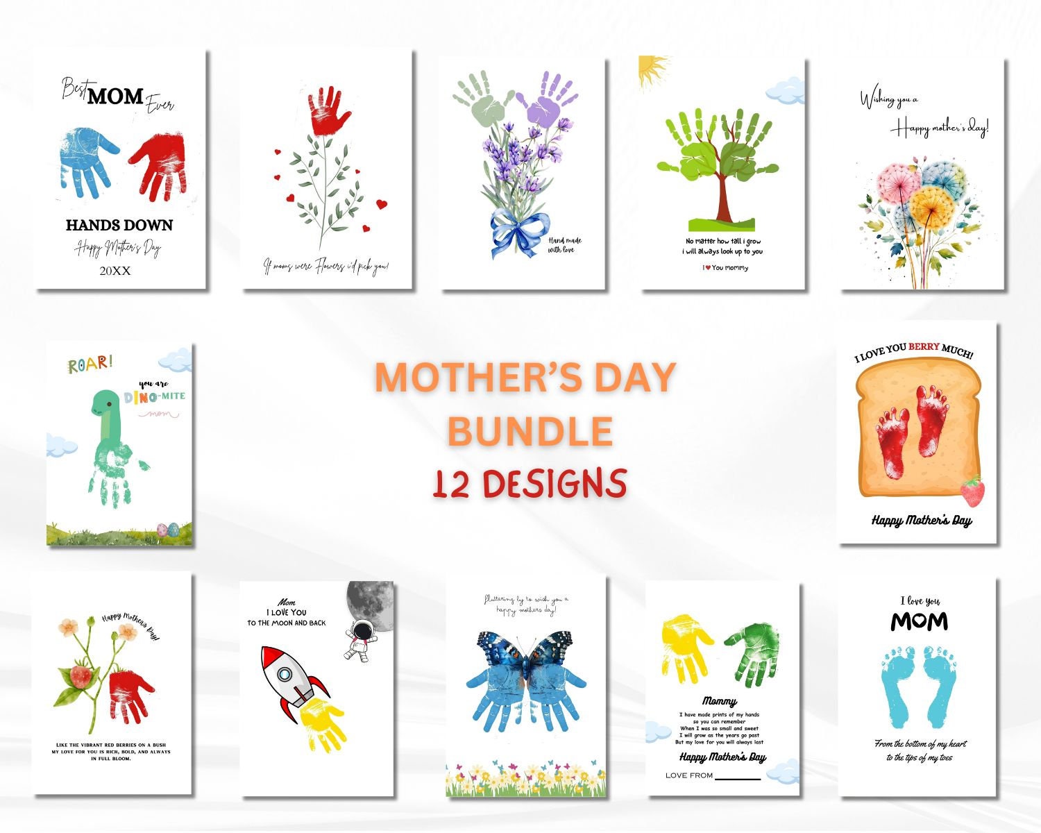 BUNDLE Handprint Craft Art, Printable Mothers Day, for Mom or Grandma ...