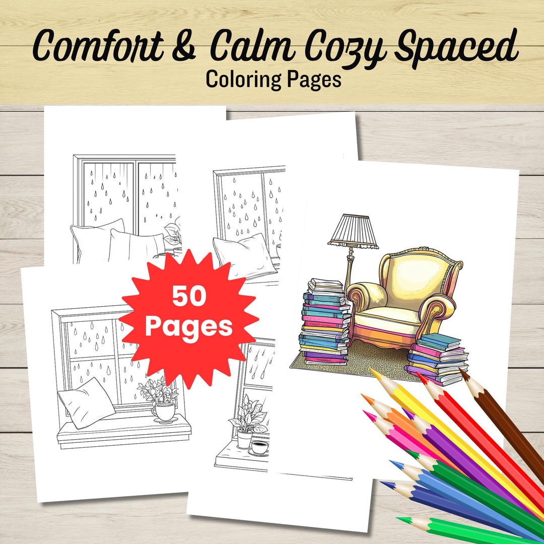 Comfort and Cozy Space Coloring Book | 50 Fun Pages | Bold and Relaxing ...