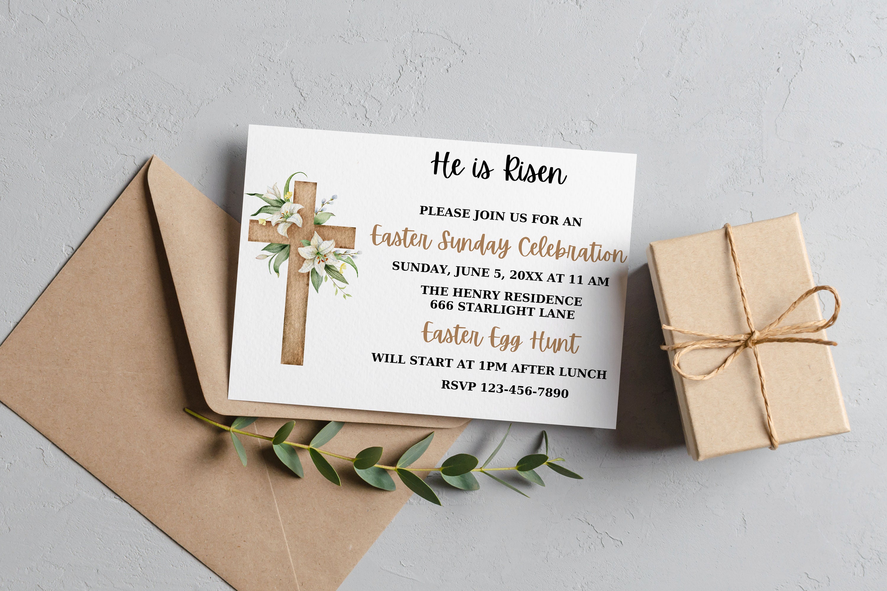 Christian Easter Invitation Easter Brunch Invitation Easter He Has ...