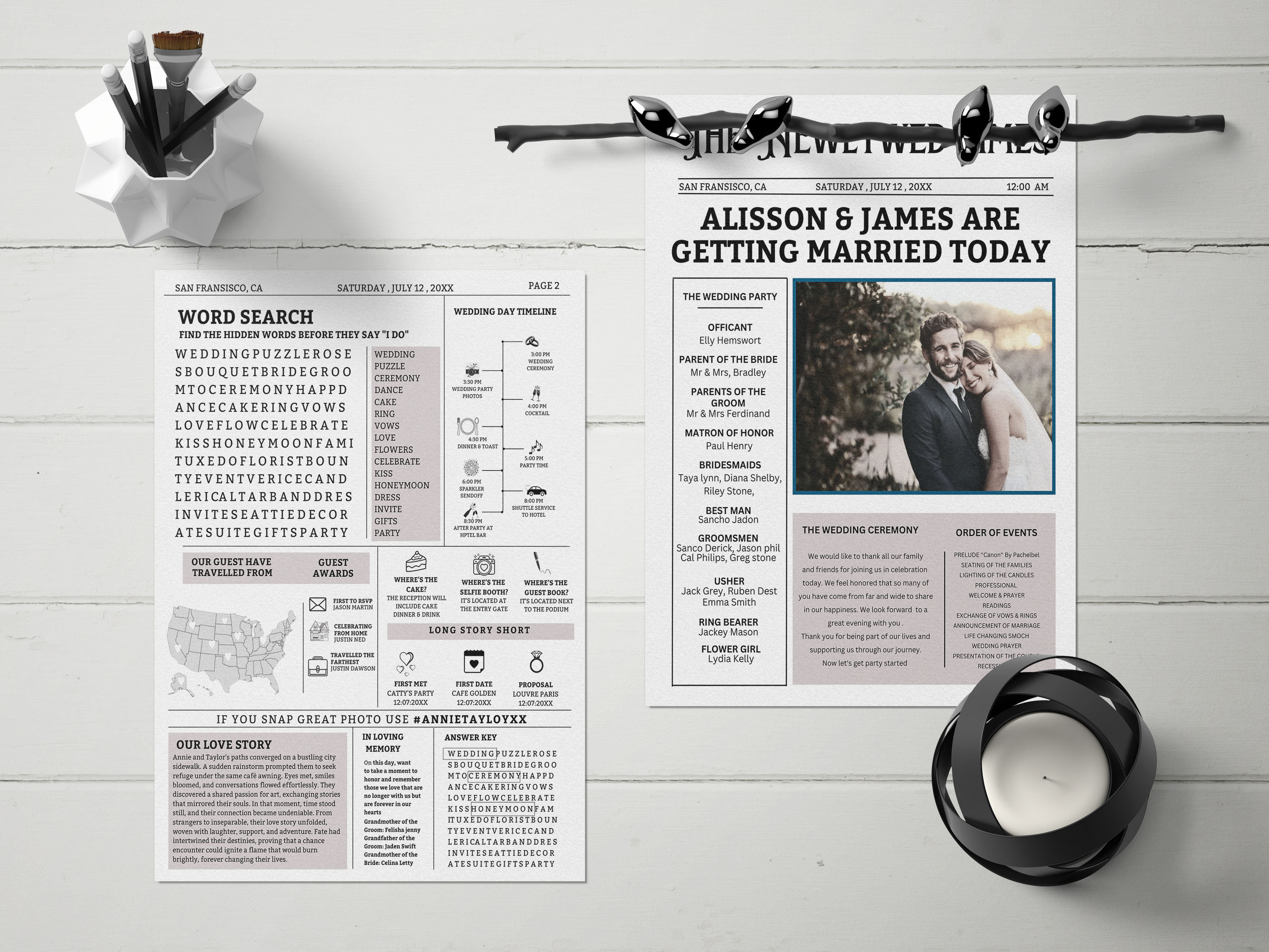 Editable Wedding Newspaper Program Newspaper Wedding Program - Etsy