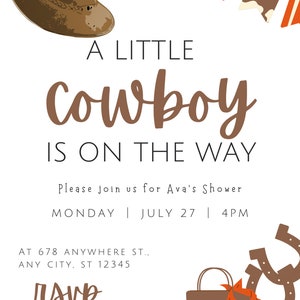 Cowboy Invitation, Wild West Birthday Invitation, Cowboy Printable ...