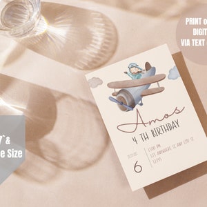 Modern Plane Invitation,airplane Birthday Invitation Template, Airplane ...