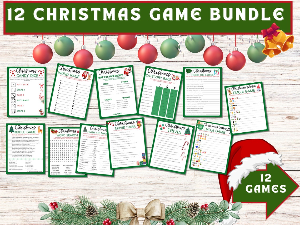 Printable Christmas Game Bundle Christmas Family Games Christmas Trivia ...