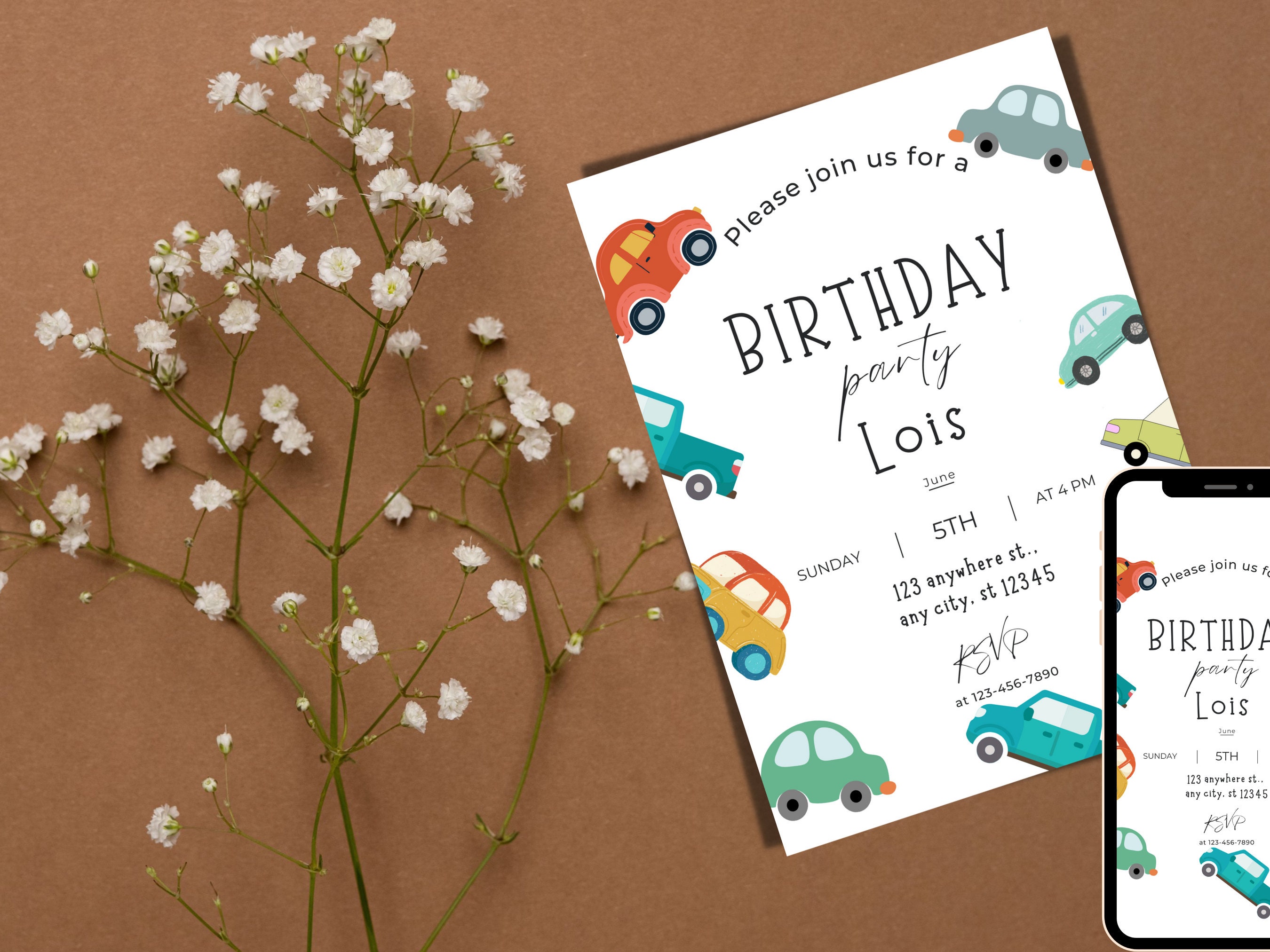 Car Invitations, Transport Invitation, Transportation Birthday Invites ...