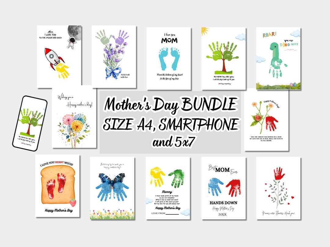 BUNDLE Handprint Craft Art, Printable | Mothers Day, for Mom or Grandma ...