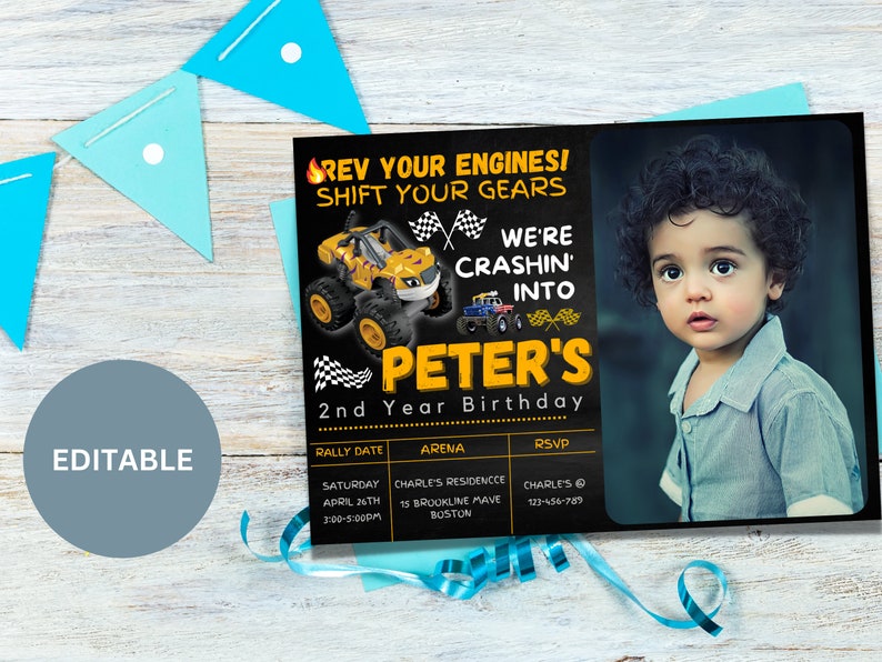 Truck Rally Editable Birthday Invitation Party Invitation digital ...