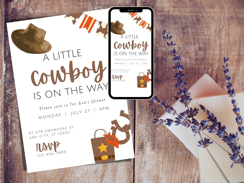 Cowboy Invitation, Wild West Birthday Invitation, Cowboy Printable ...
