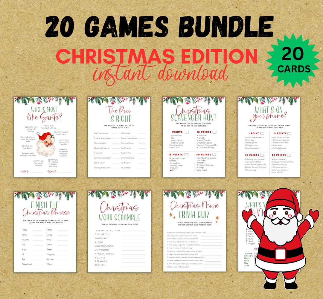 20 Christmas Games Bundle, Christmas Party Games, School Christmas ...