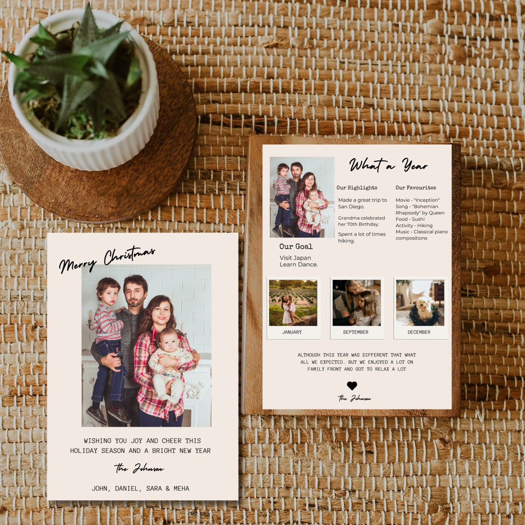 Editable Family Picture Holiday Card, Modern Minimalist Photo Holiday ...