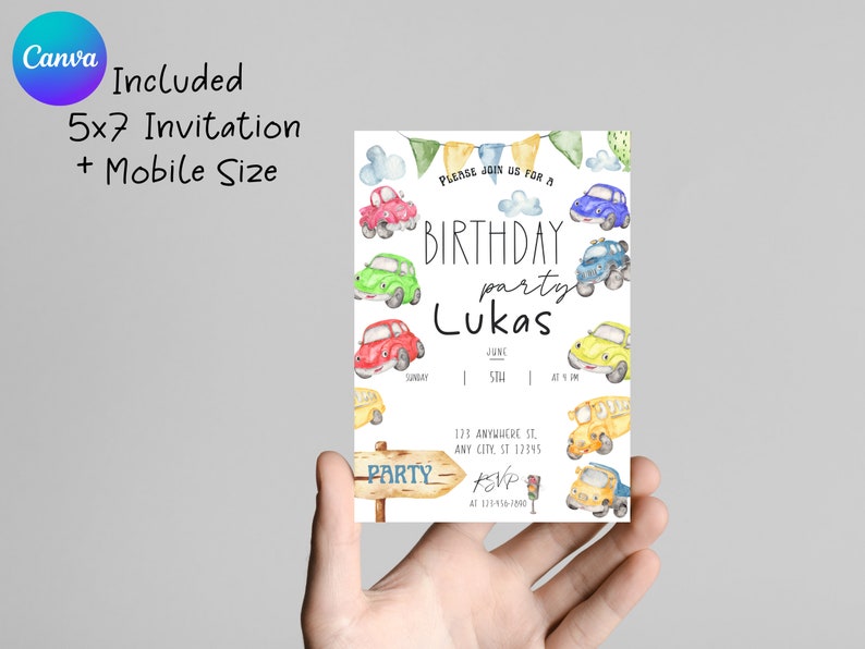 Car Invitations, Transport Invitation, Transportation Birthday Invites ...