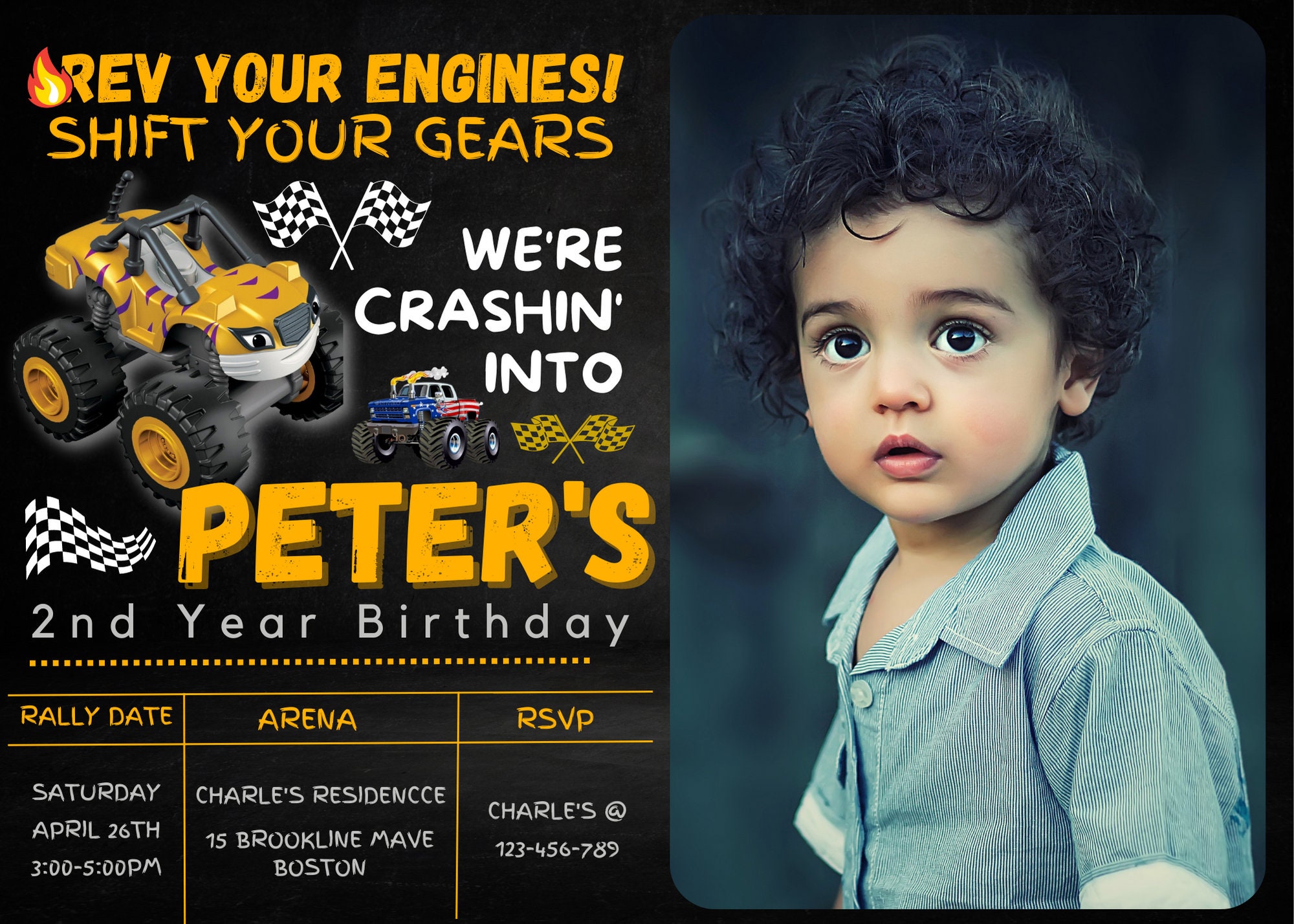 Truck Rally Editable Birthday Invitation Party Invitation digital ...