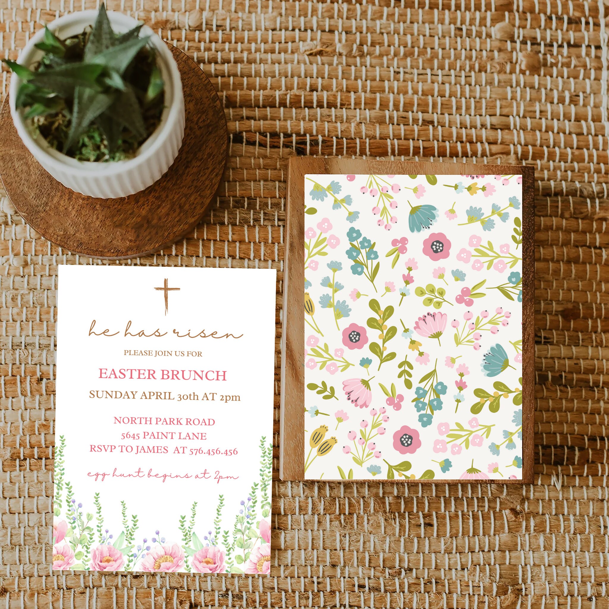 Christian Easter Invitation Easter Brunch Invitation Easter He Has ...